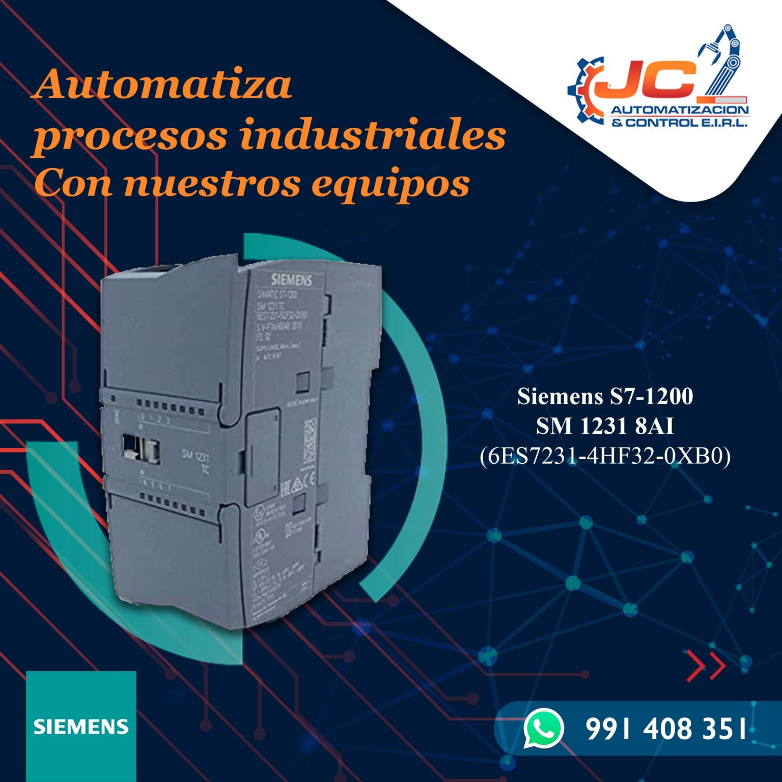 Siemens SM 1231 AI – 6ES7231-4HF32-0XB0 – JC Automatización & Control
